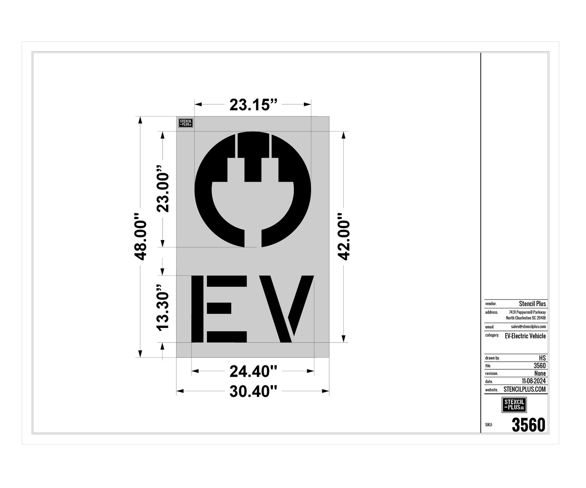 42" EV w/ PLUG Pavement Marking Stencil — Stencil Plus