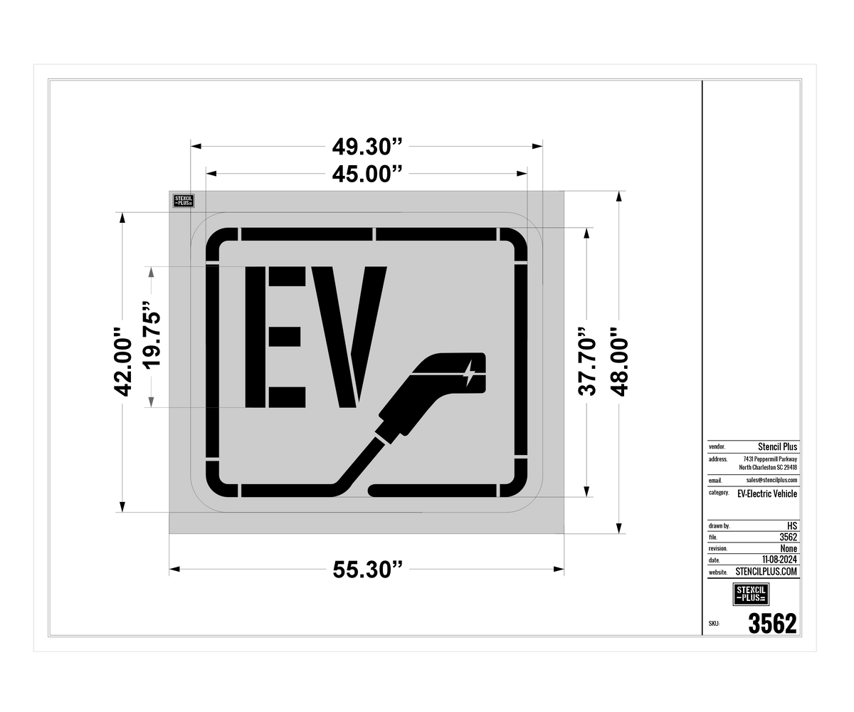42" EV Charging Symbol Pavement Marking Stencil — Stencil Plus