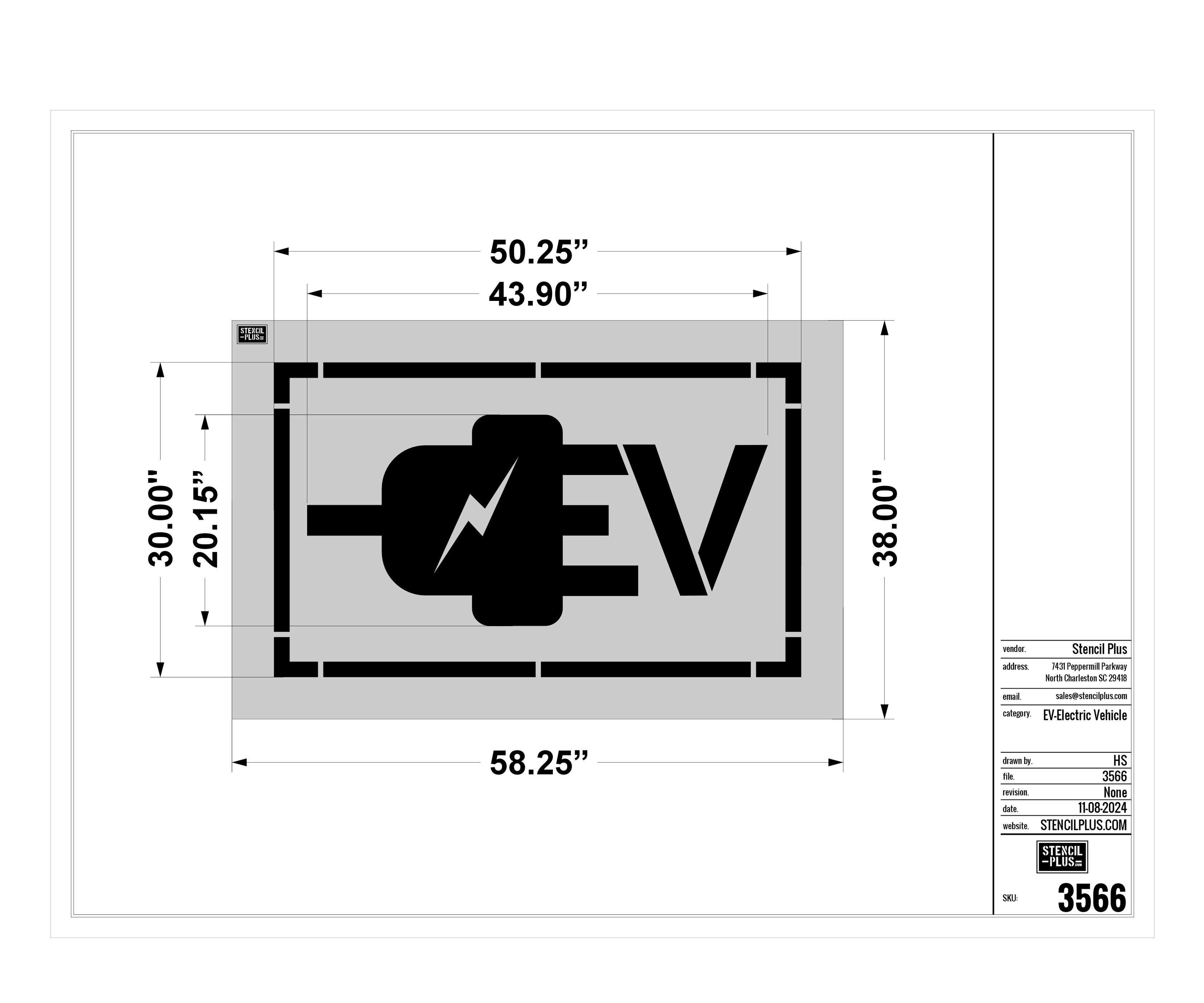 30" EV Charging Pavement Marking Stencil — Stencil Plus