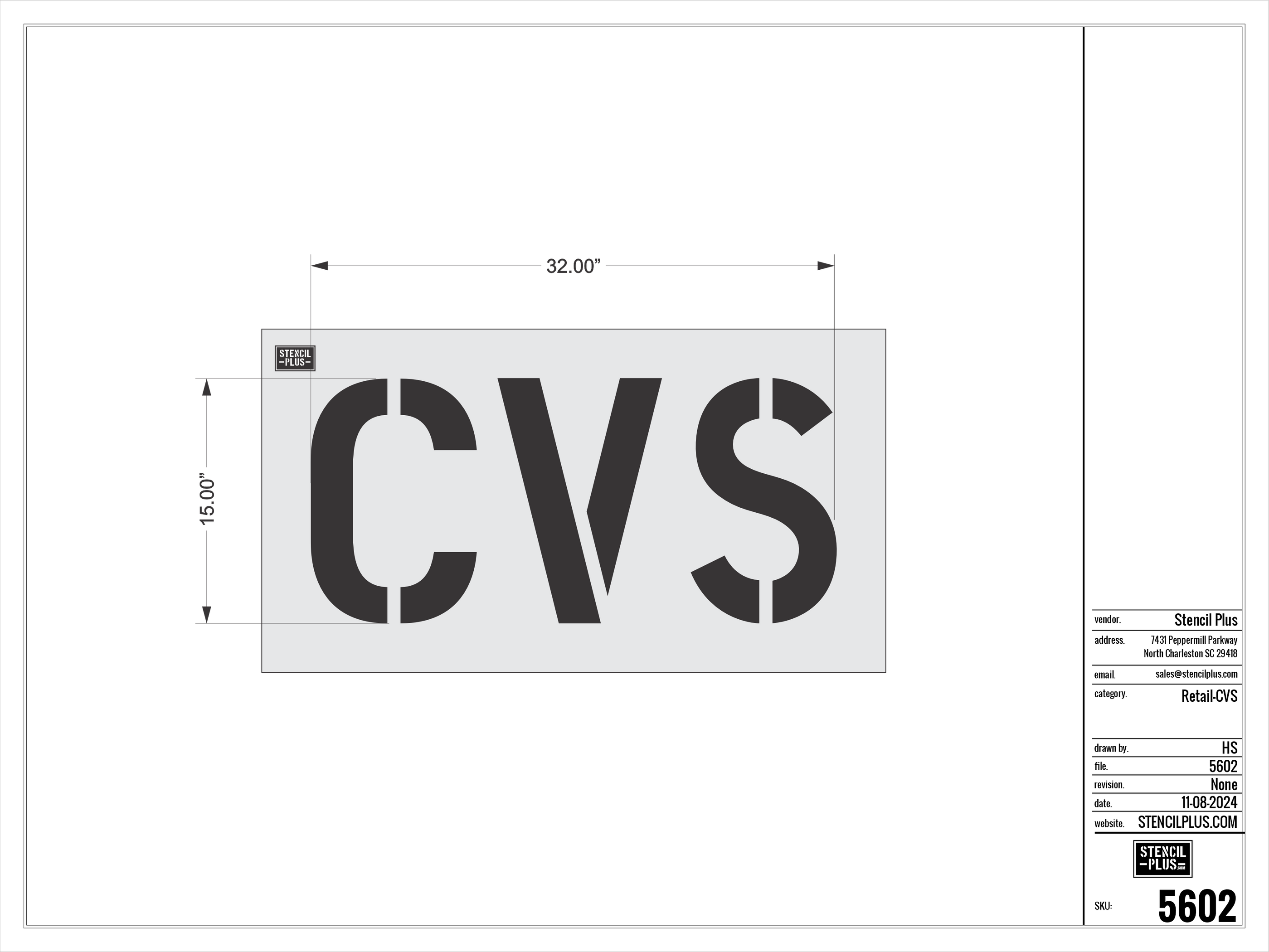 CVS 15" CVS Pavement Marking Stencil — Stencil Plus