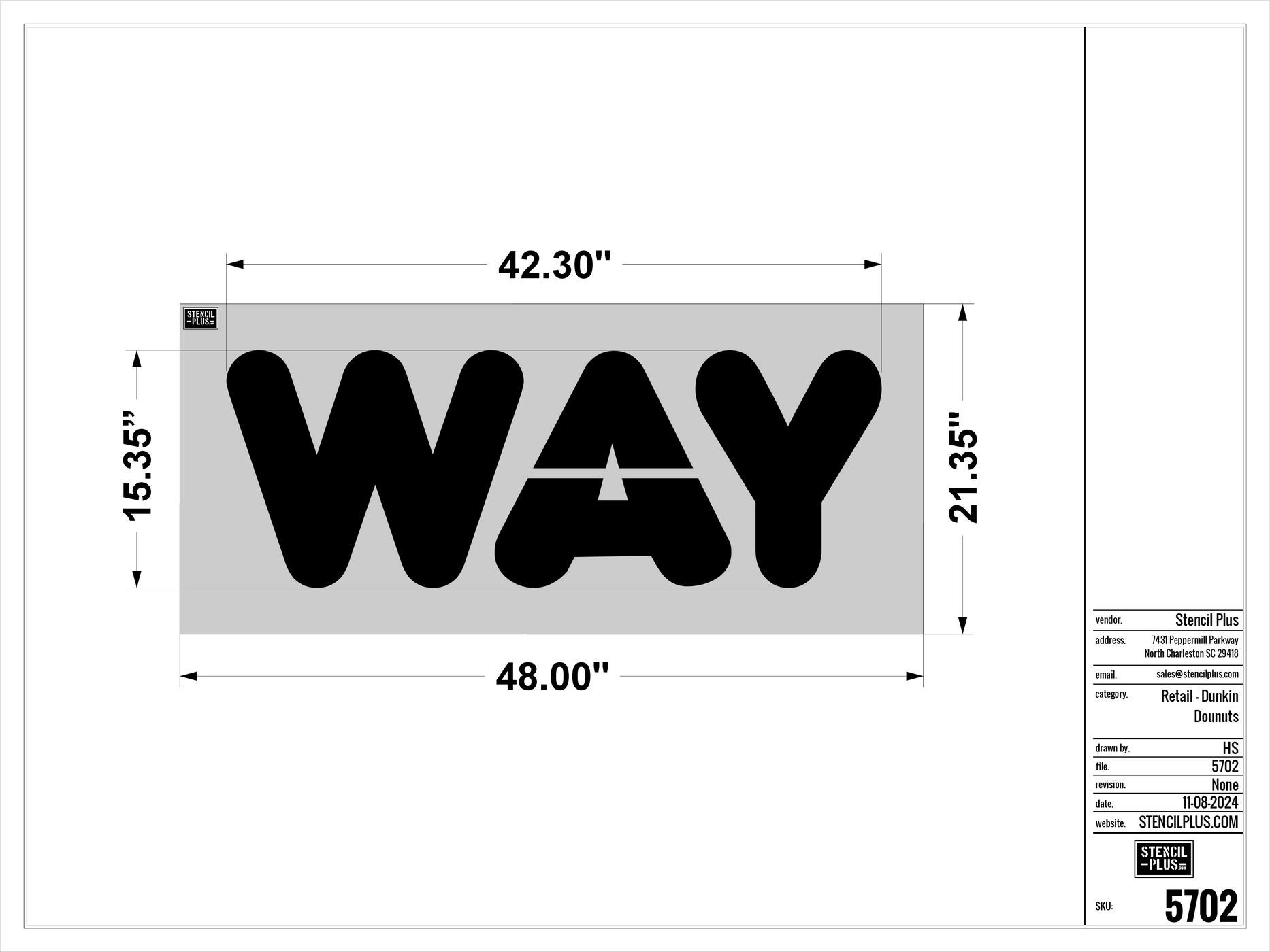 Dunkin Donuts-24" WAY Pavement Marking Stencil — Stencil Plus