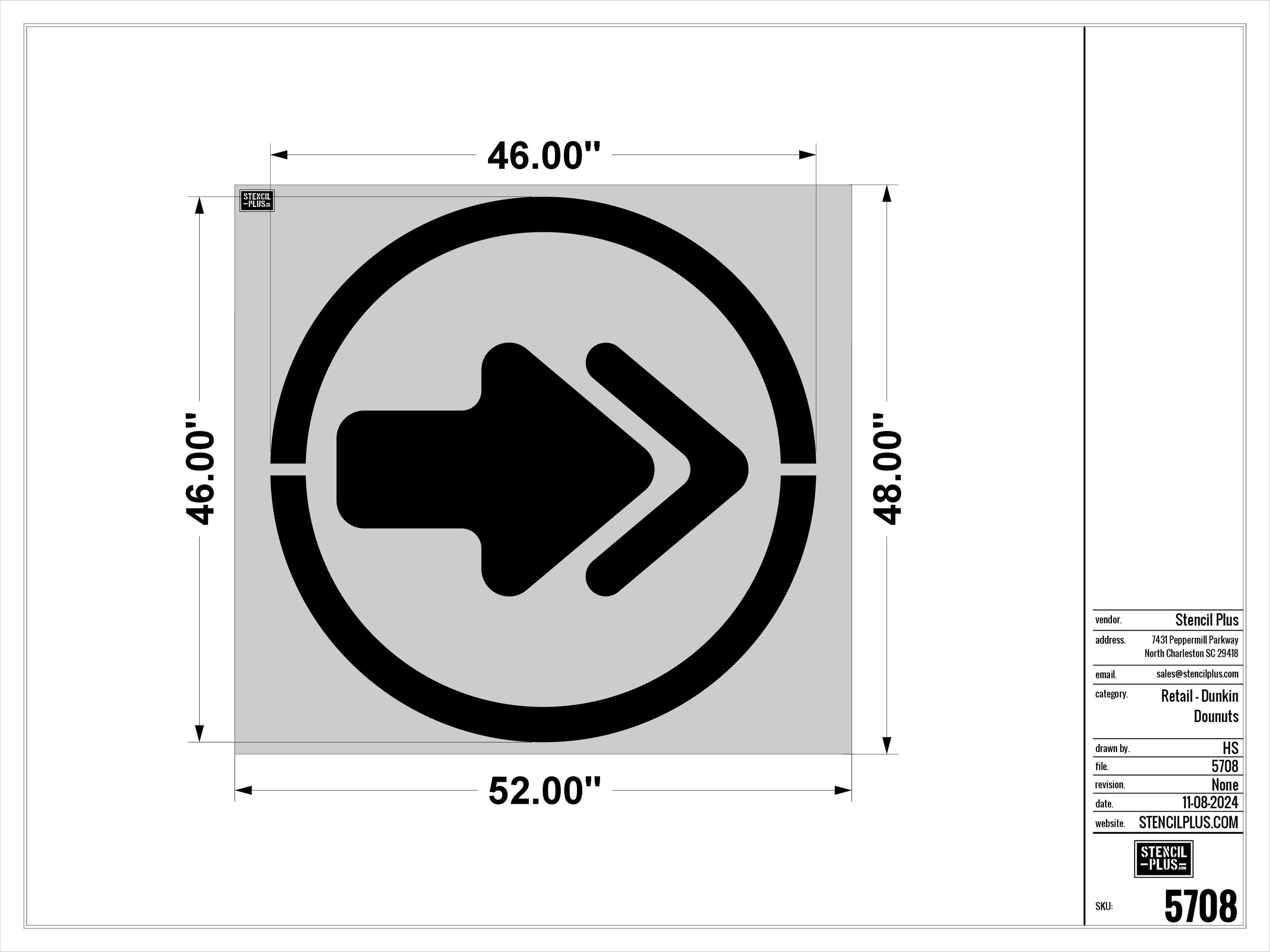 Dunkin Donuts-46" STRAIGHT ARROW w/ CIRCLE Pavement Marking Stencil ...