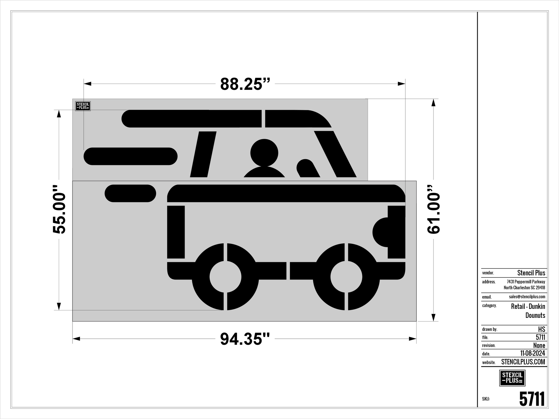 Dunkin Donuts-55" SPEEDY CAR LOGO Pavement Marking Stencil — Stencil Plus