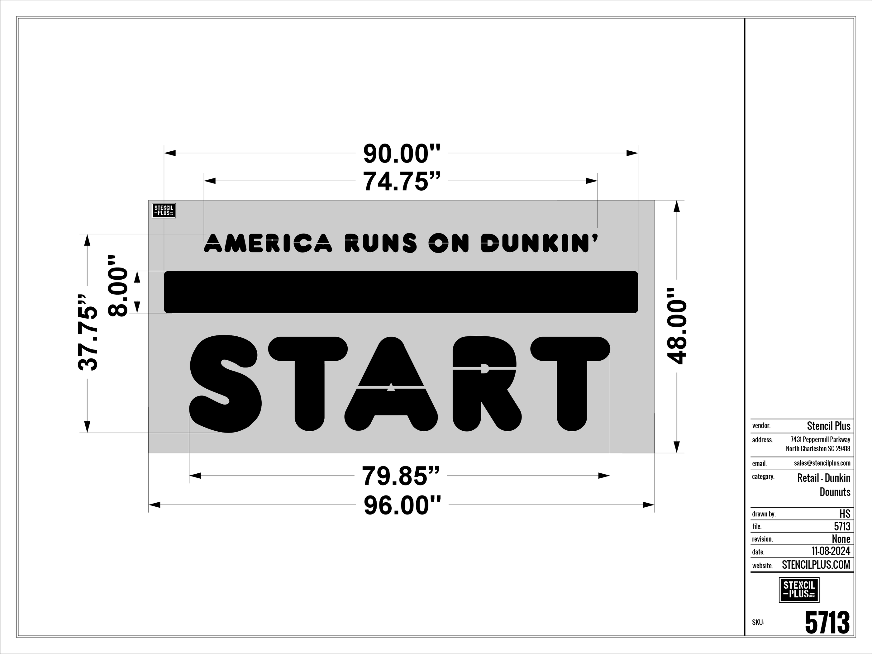 Dunkin Donuts-AMERICA RUNS ON DUNKIN w/ Stop Bar Pavement Marking Sten ...