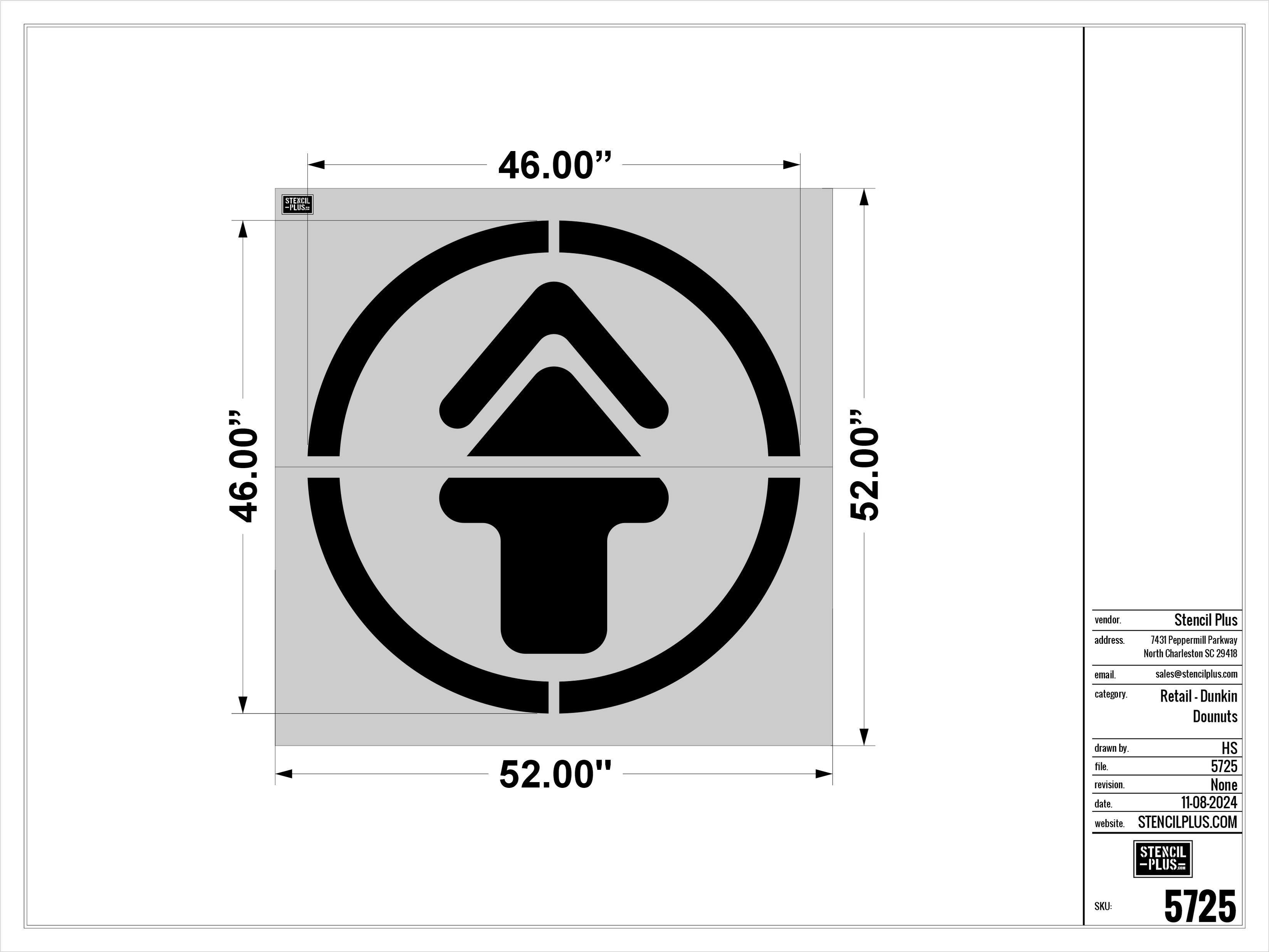 Dunkin Donuts-46" ARROW w/ Circle Pavement Marking Stencil — Stencil Plus