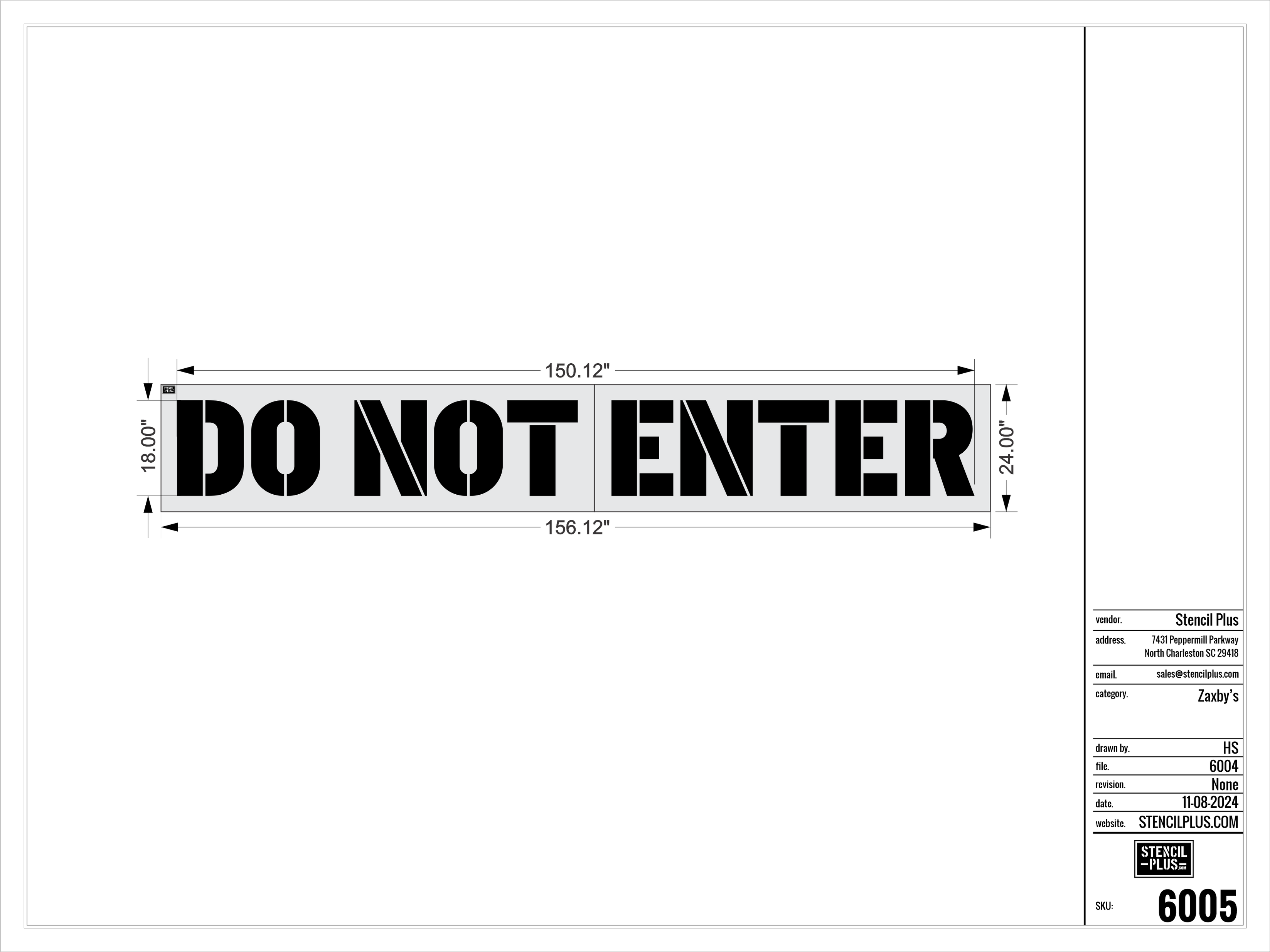 18" DO NOT ENTER--ZAXBYS-Pavement Marking Stencils — Stencil Plus