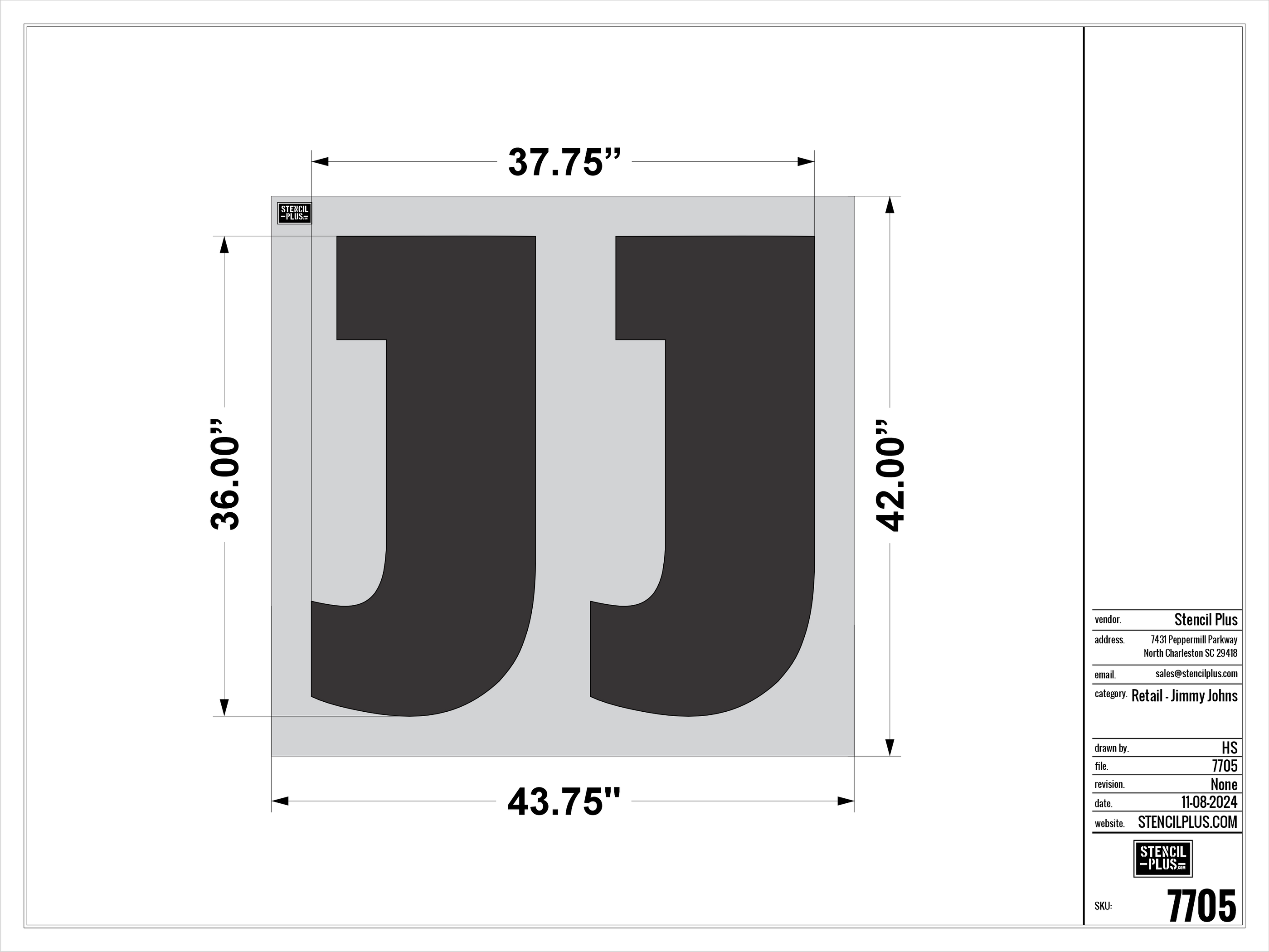 36" Jimmy John's Logo Pavement Marking Stencils — Stencil Plus