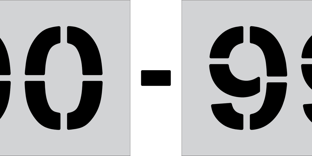 10" Double Digit Number Kit 00-99/Pavement Marking — Stencil Plus