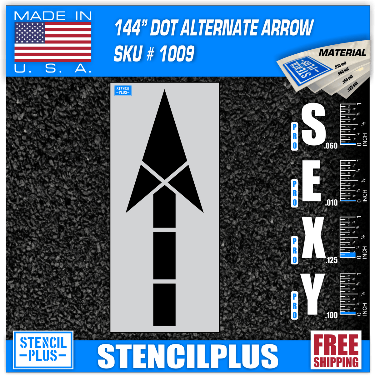 144" DOT Alternate Through Straight Arrow Stencil - Pavement Marking ...