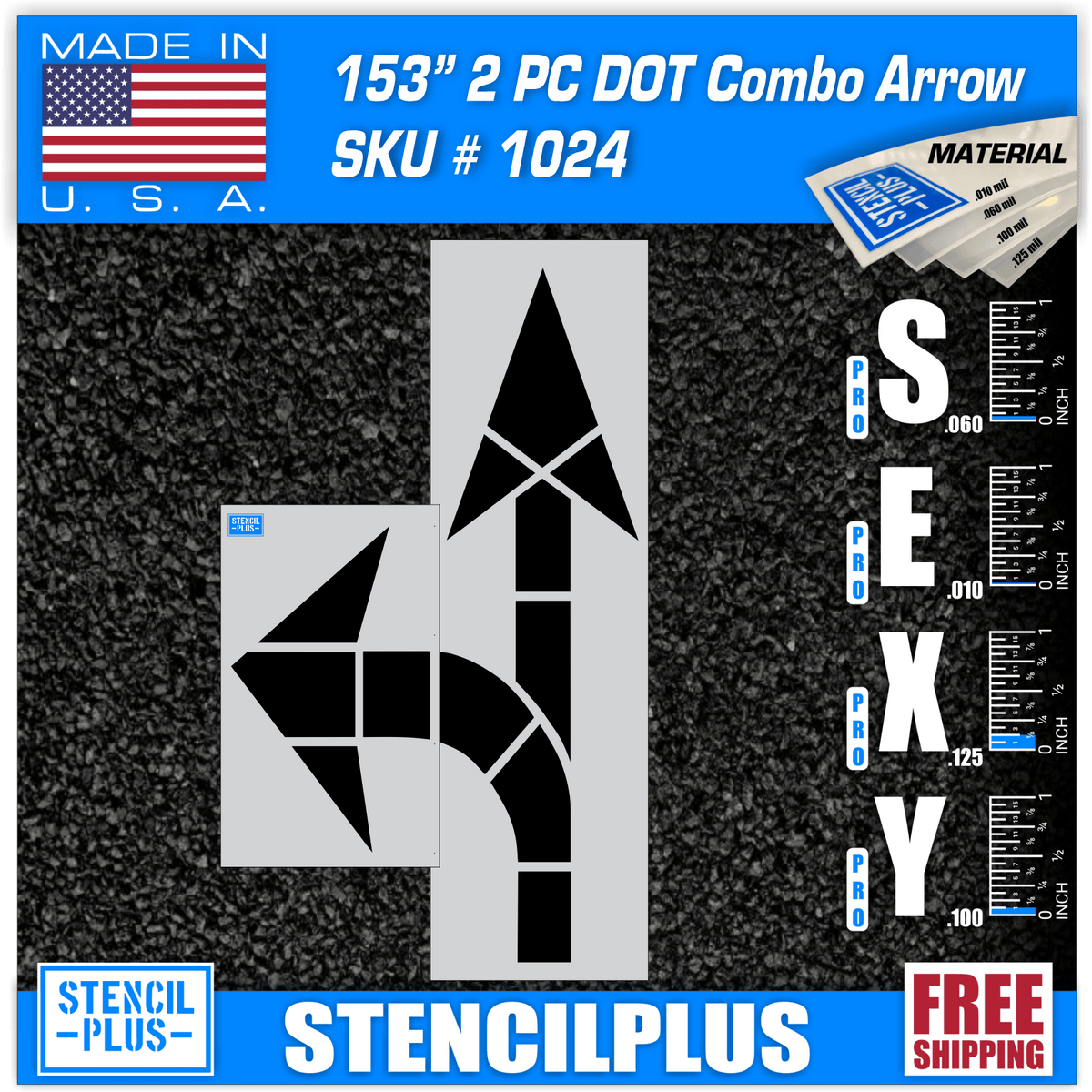 153" FHWA/DOT Combo Arrow 2 pc Parking Lot / Pavement Marking — Stencil ...