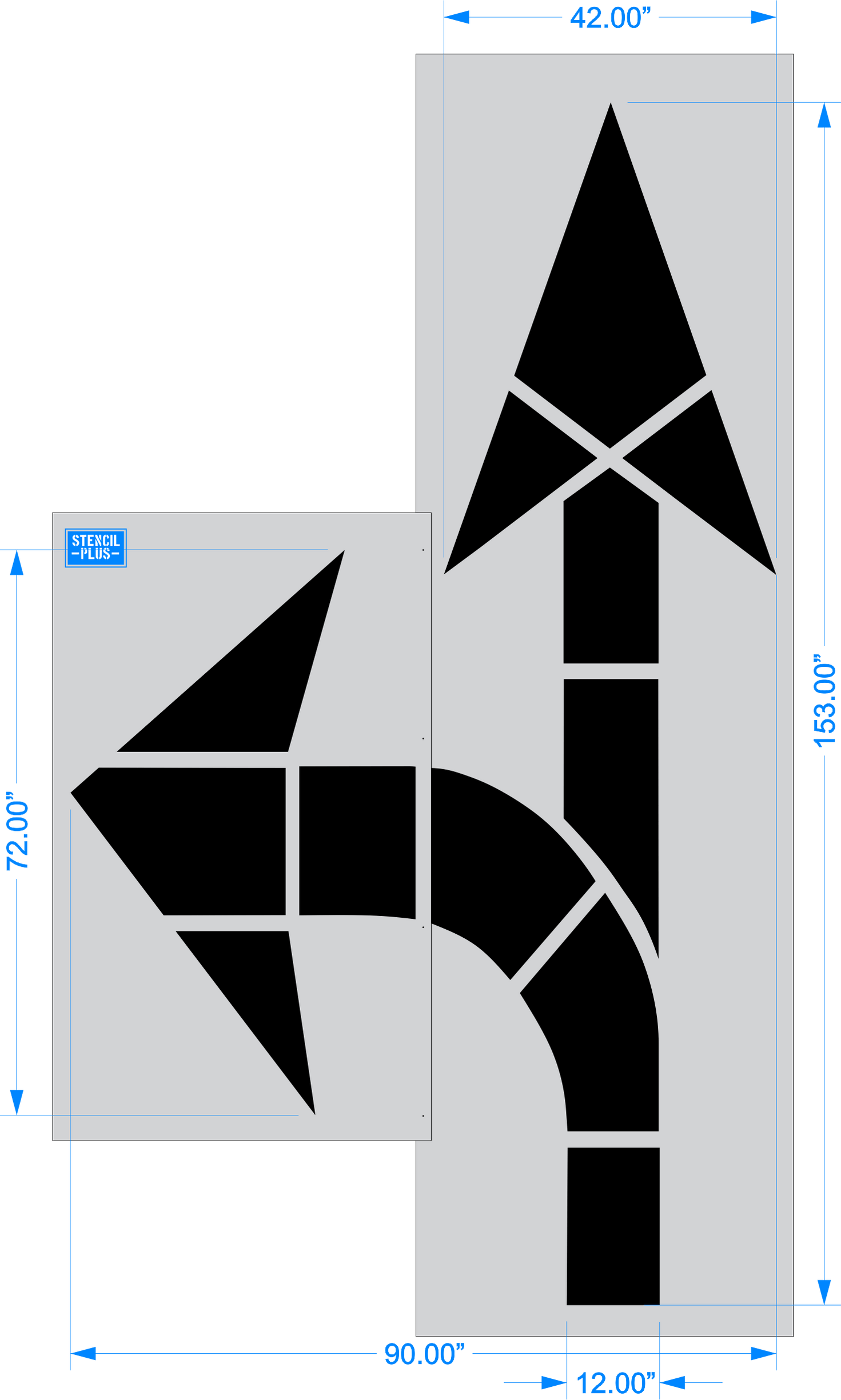 153" FHWA/DOT Combo Arrow 2 pc Parking Lot / Pavement Marking — Stencil ...