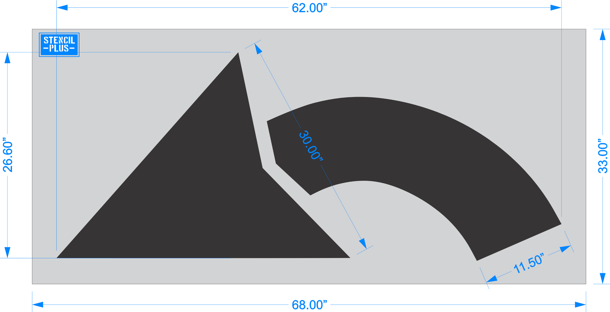62" Turn Arrow Stencil Parking Lot — Stencil Plus