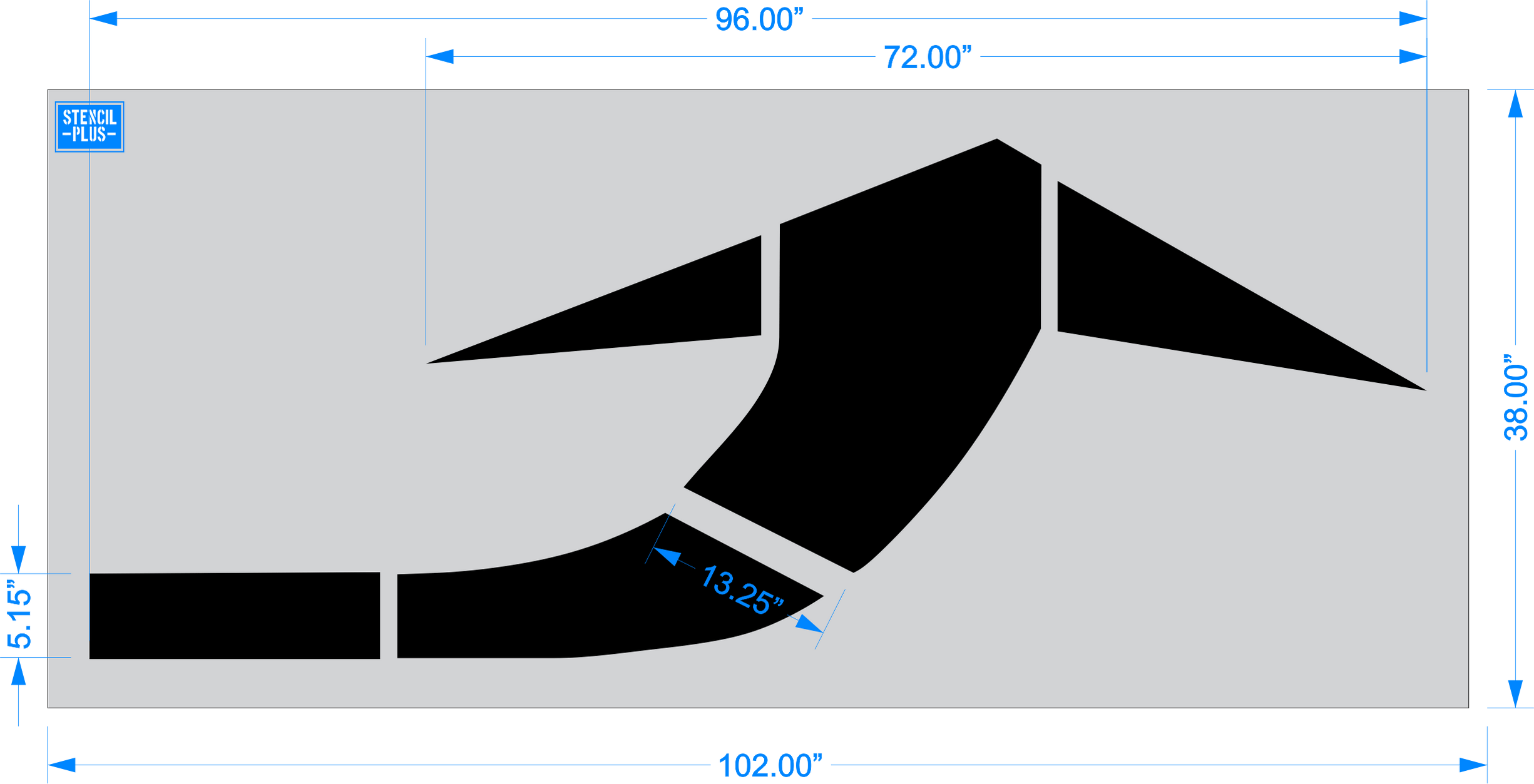 96" FHWA/DOT Elongated Turn Arrow Stencil Parking Lot/Pavement Marking ...