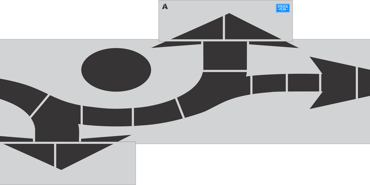 Roundabout Fishhook Arrow Kit Pavement Marking Arrow — Stencil Plus