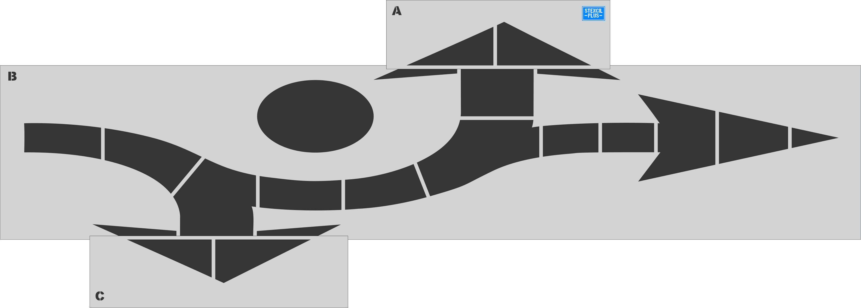 Roundabout Fishhook Arrow Kit Pavement Marking Arrow — Stencil Plus