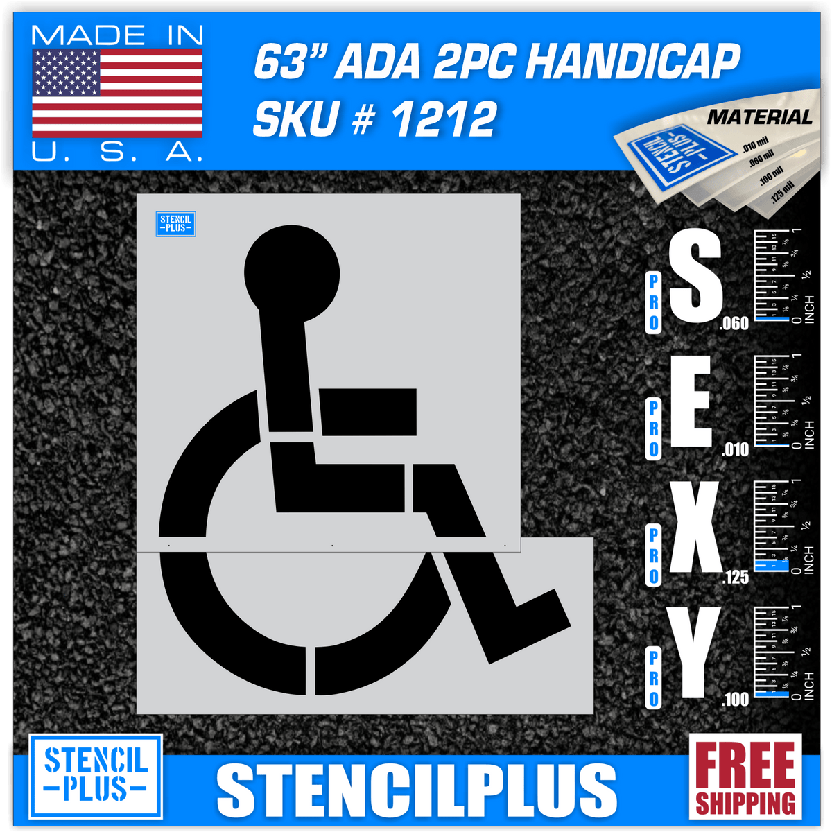63” Handicap Stencil Parking Lot/ Pavement Marking — Stencil Plus