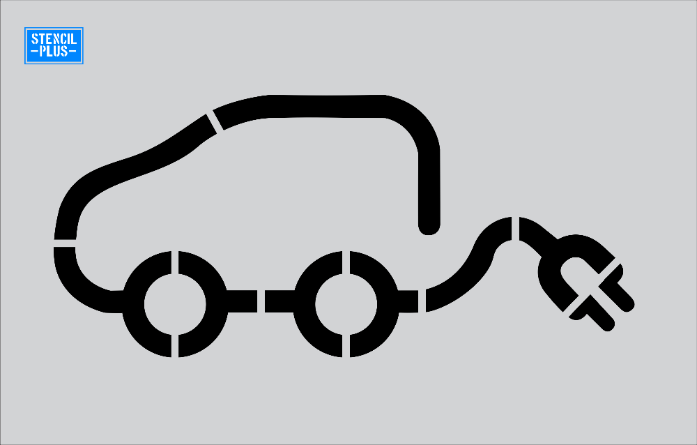 EV#5 19" Electric Vehicle Image Made From The Cord Stencil/Pavement ...