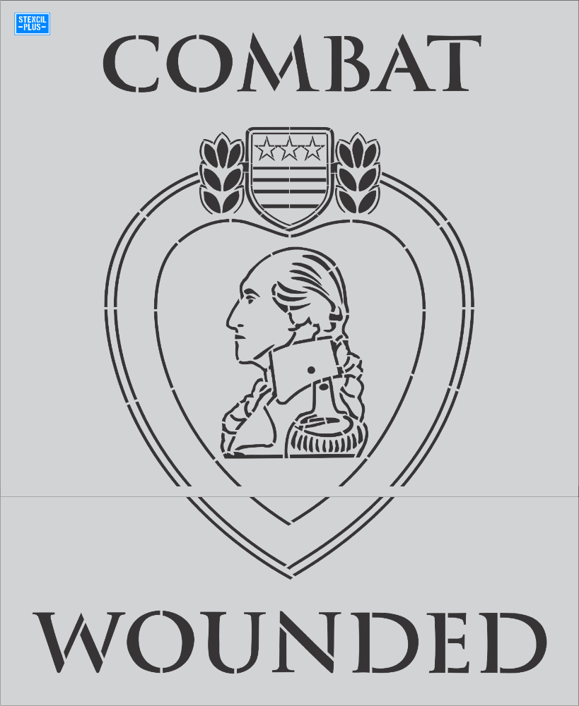 Combat Wounded Parking with Purple Heart Symbol Stencil Pavement Marki — Stencil Plus
