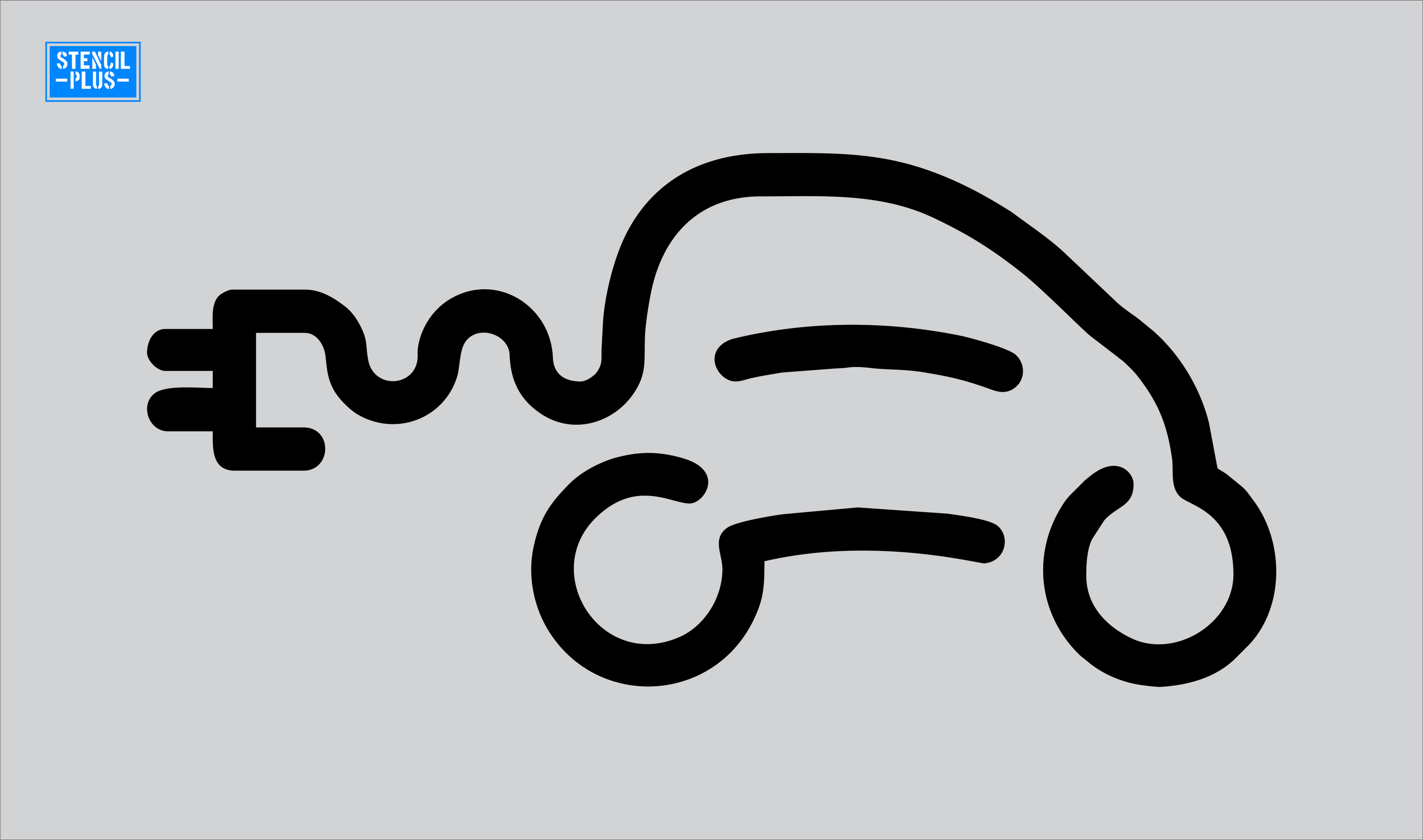 EV#8 20" Electric Vehicle Car Image Made from Cord Stencil/Pavement ...