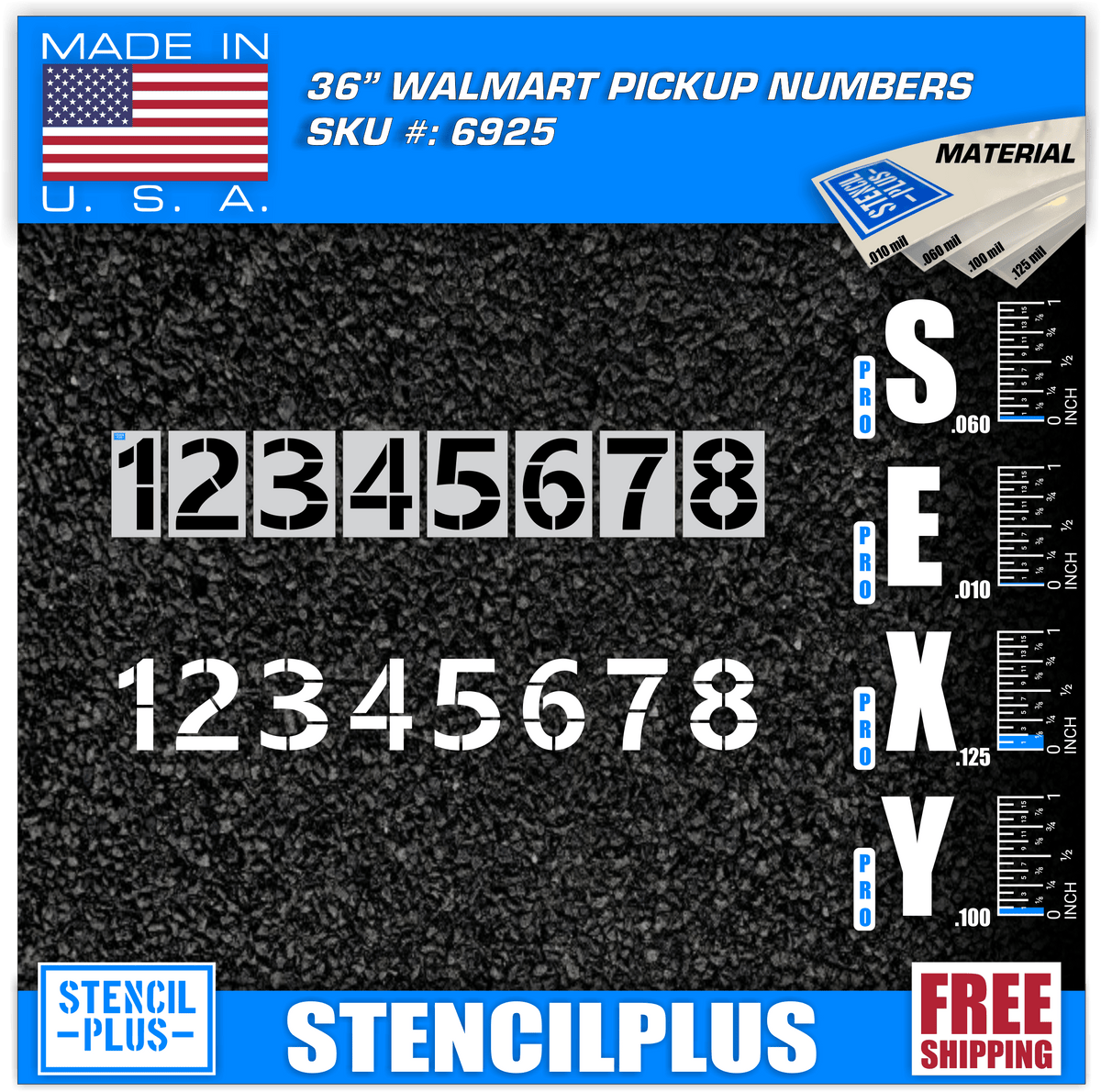 36" WALMART PICKUP NUMBERS- INDIVIDUAL NUMBERS — Stencil Plus