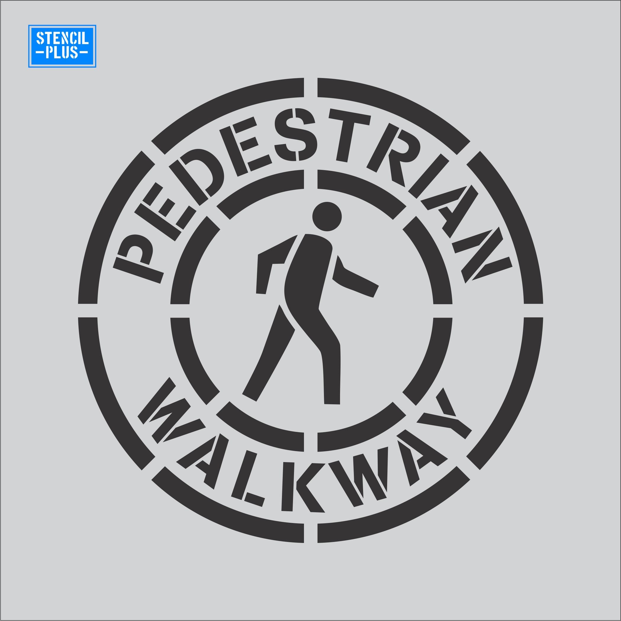 18" Circular Pedestrian Walkway Crossing Symbol Stencil Parking Lot ...