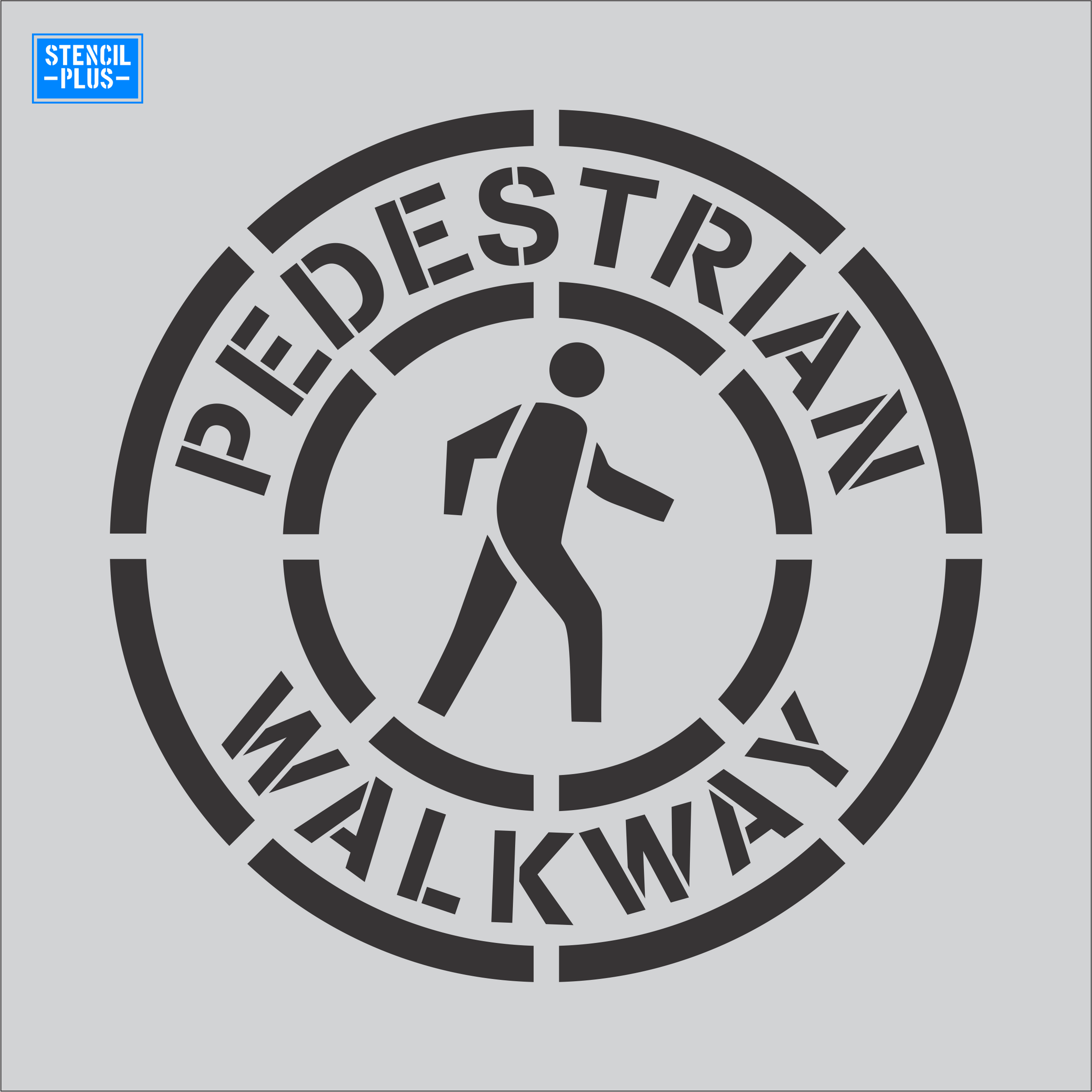 24" Circular Pedestrian Walkway Crossing Symbol Stencil Parking Lot ...