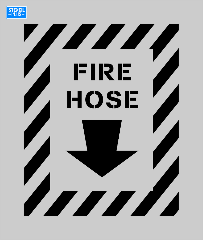 FIRE HOSE with Downward Arrow Warehouse Industrial Safety OSHA Stencil ...