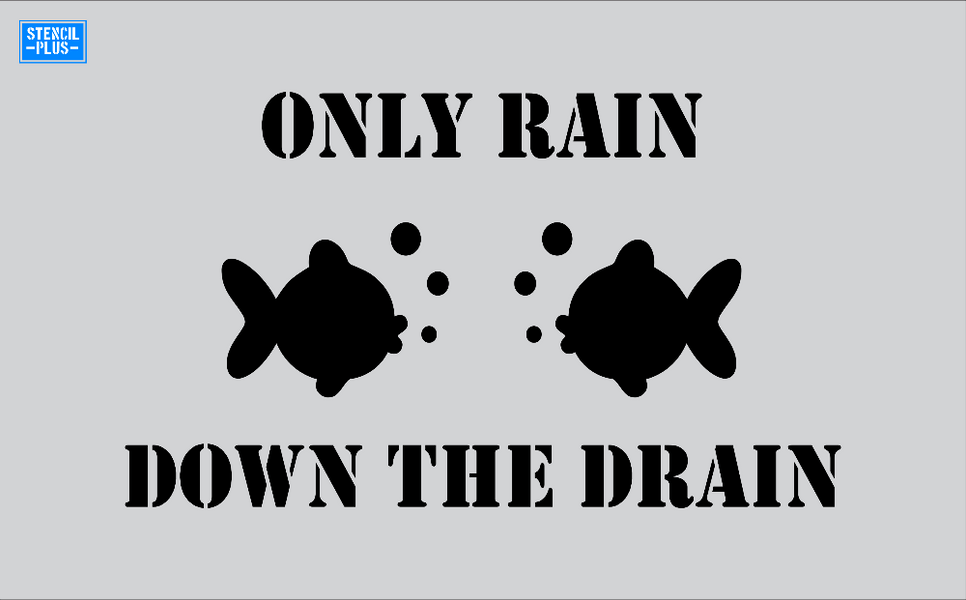 Storm Drain Stencil - Only Rain-Bubble Fish-Down the Drain — Stencil Plus