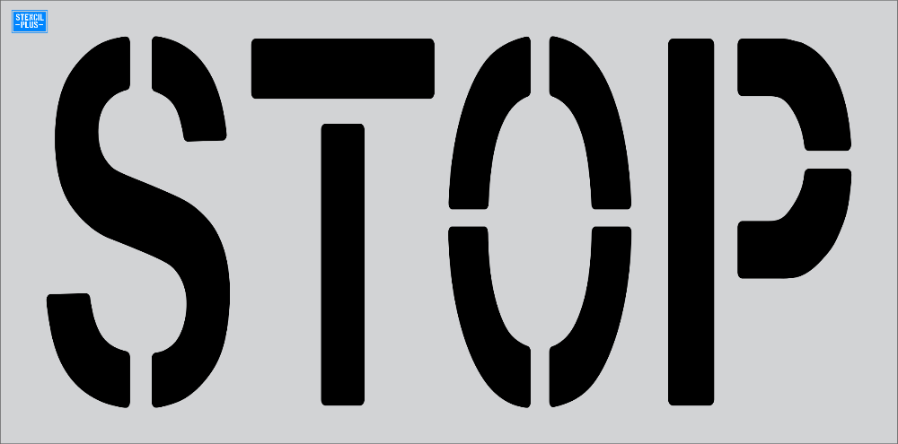 24" x 12" Stop/Word Stencil/Pavement Marking — Stencil Plus
