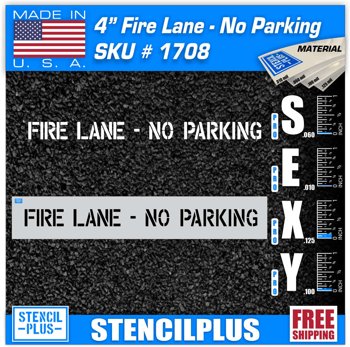4" FIRE LANE - NO PARKING Parking Lot / Pavement Marking Stencil ...