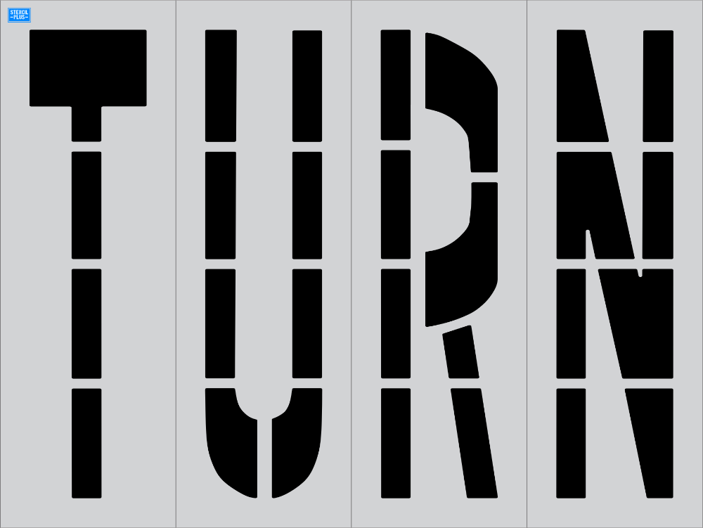 48" x 12" Turn/Word Stencil/Pavement Marking — Stencil Plus
