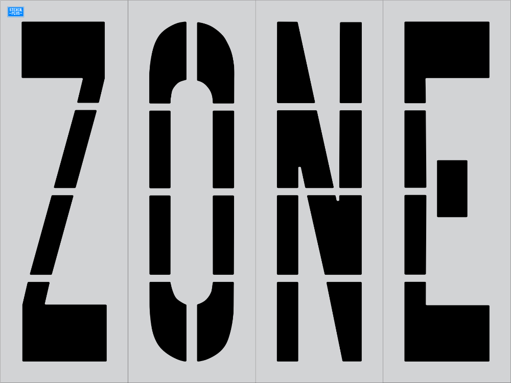 48" x 12" Zone/Word Stencil/Pavement Marking — Stencil Plus