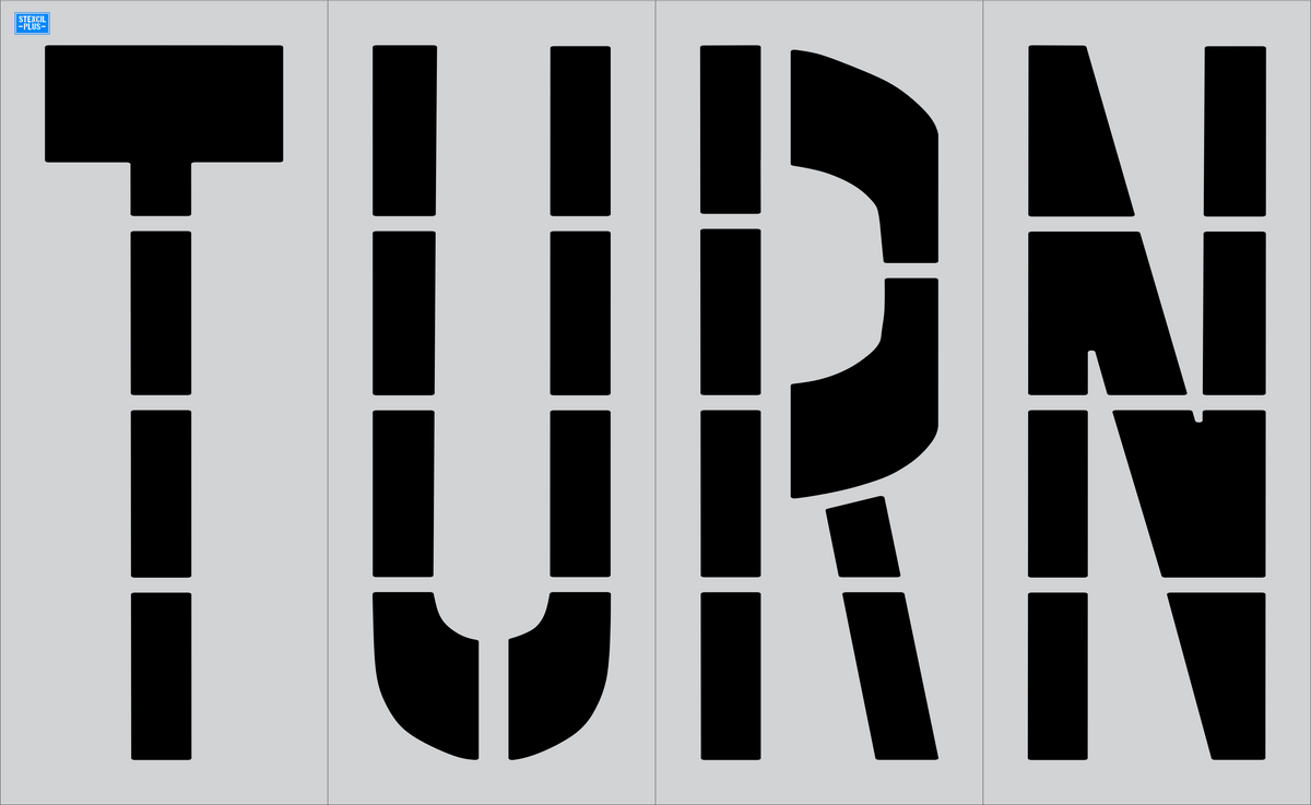48" x 16" Turn/Word Stencil/Pavement Marking — Stencil Plus