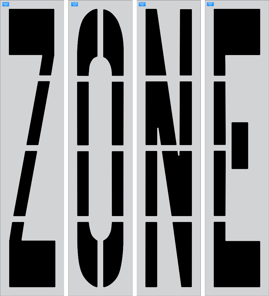 96" x 16" Zone Stencil/Parking Lot/Pavement Marking — Stencil Plus